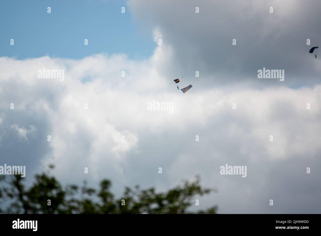 Parachute Regiment Freefall Team member of 'The Red Devils' practises ...