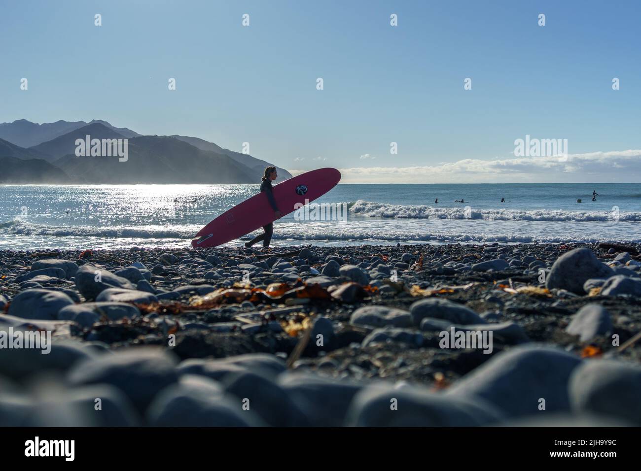 Kaikoura New Zealand - May 11 2022; Stony Mangamaunu, beach near ...