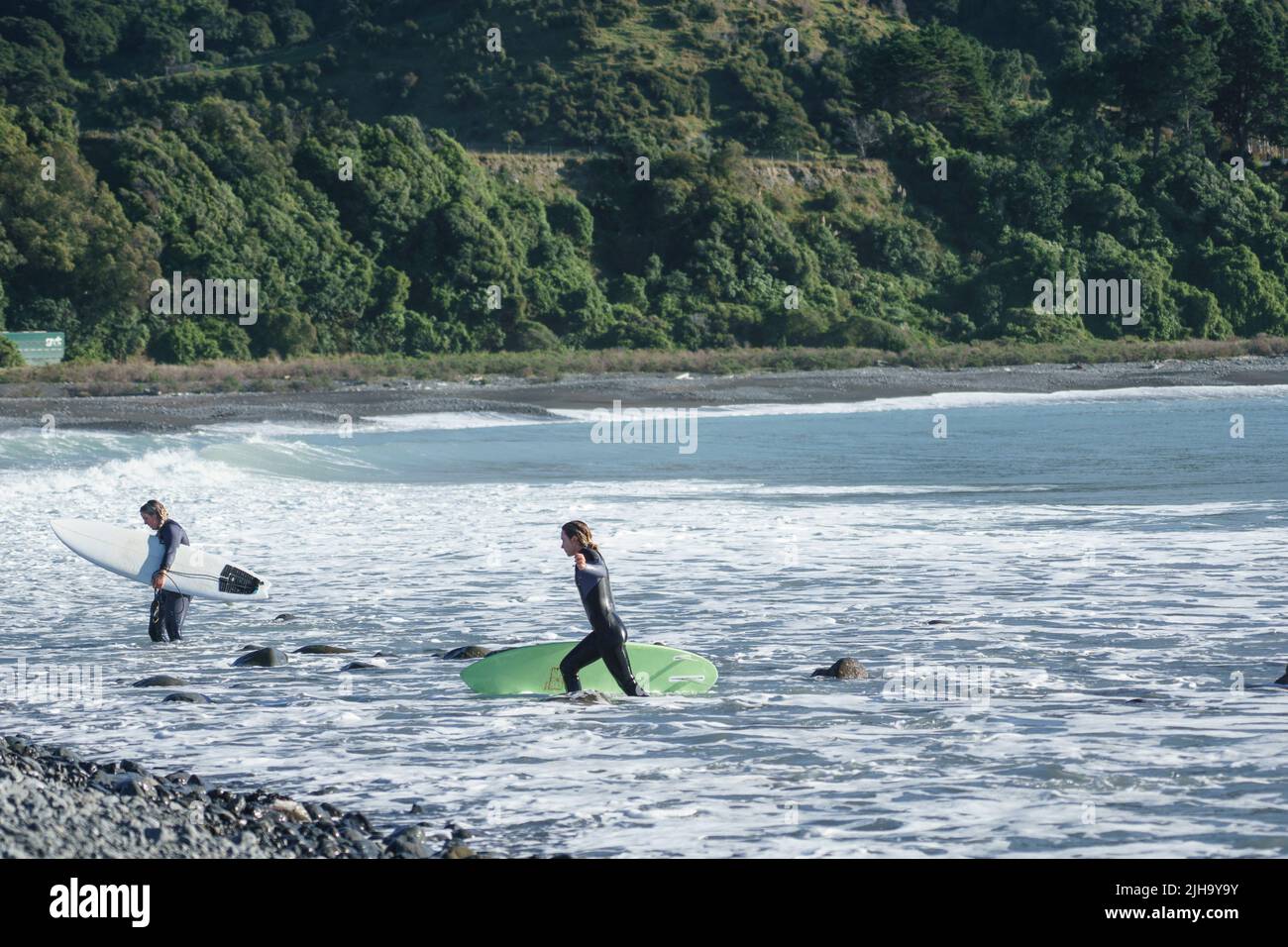 Kaikoura New Zealand - May 11 2022; Stony Mangamaunu, beach near ...