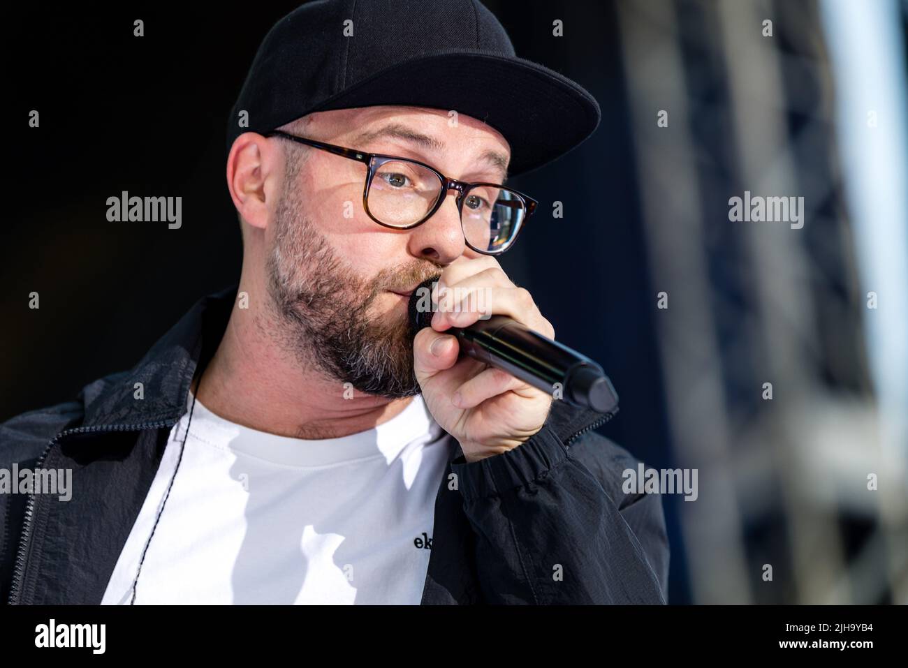 Cottbus, Germany. 16th July, 2022. Singer Mark Forster is on stage at ...
