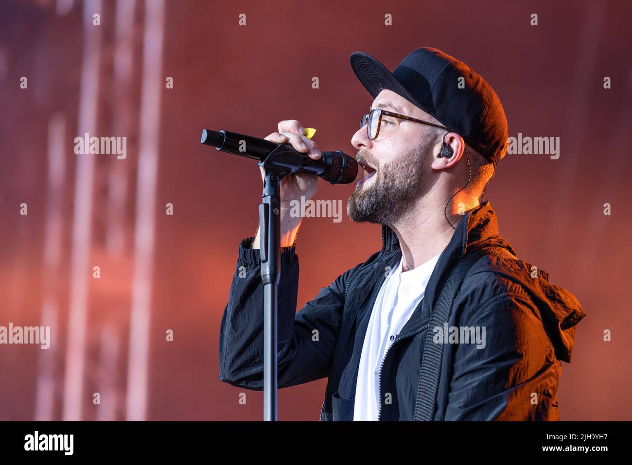 Cottbus, Germany. 16th July, 2022. Singer Mark Forster is on stage at ...