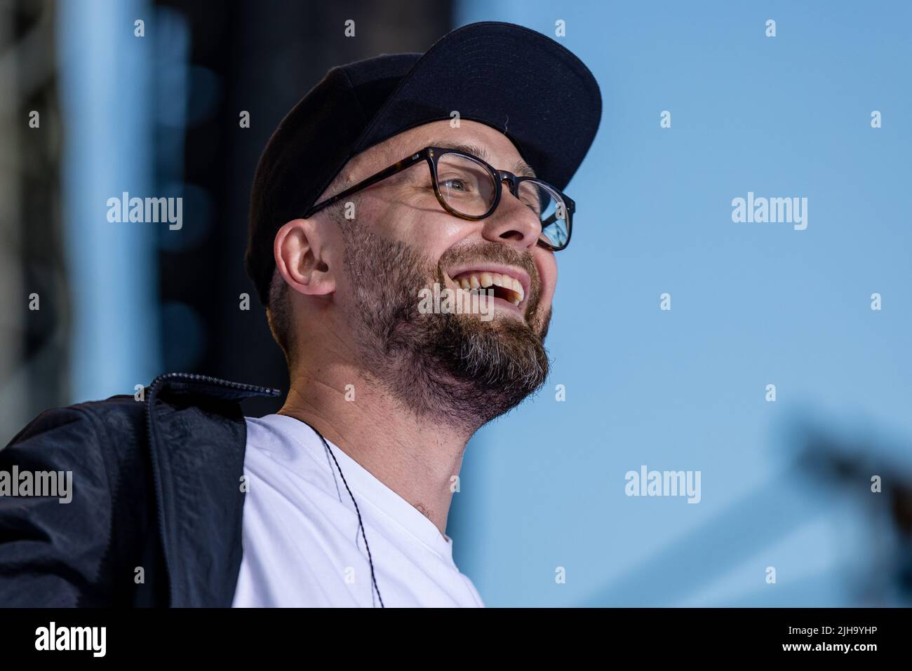 Cottbus, Germany. 16th July, 2022. Singer Mark Forster is on stage at ...