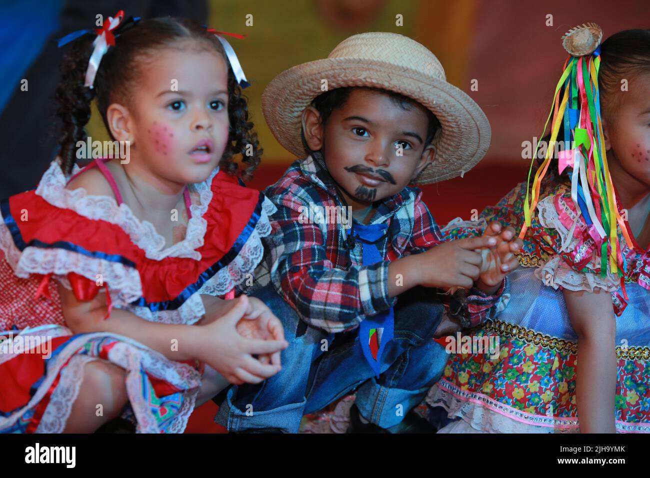 salvador, bahia, brazil - june 11, 2022: children dancing square dance ...