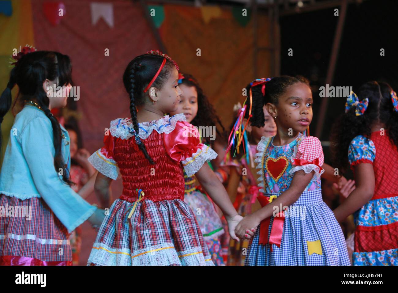 salvador, bahia, brazil - june 11, 2022: children dancing square dance ...