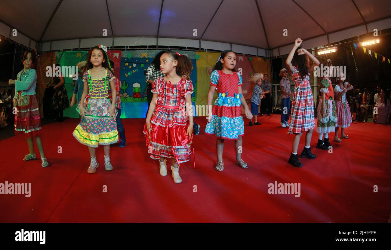 salvador, bahia, brazil - june 11, 2022: children dancing square dance ...