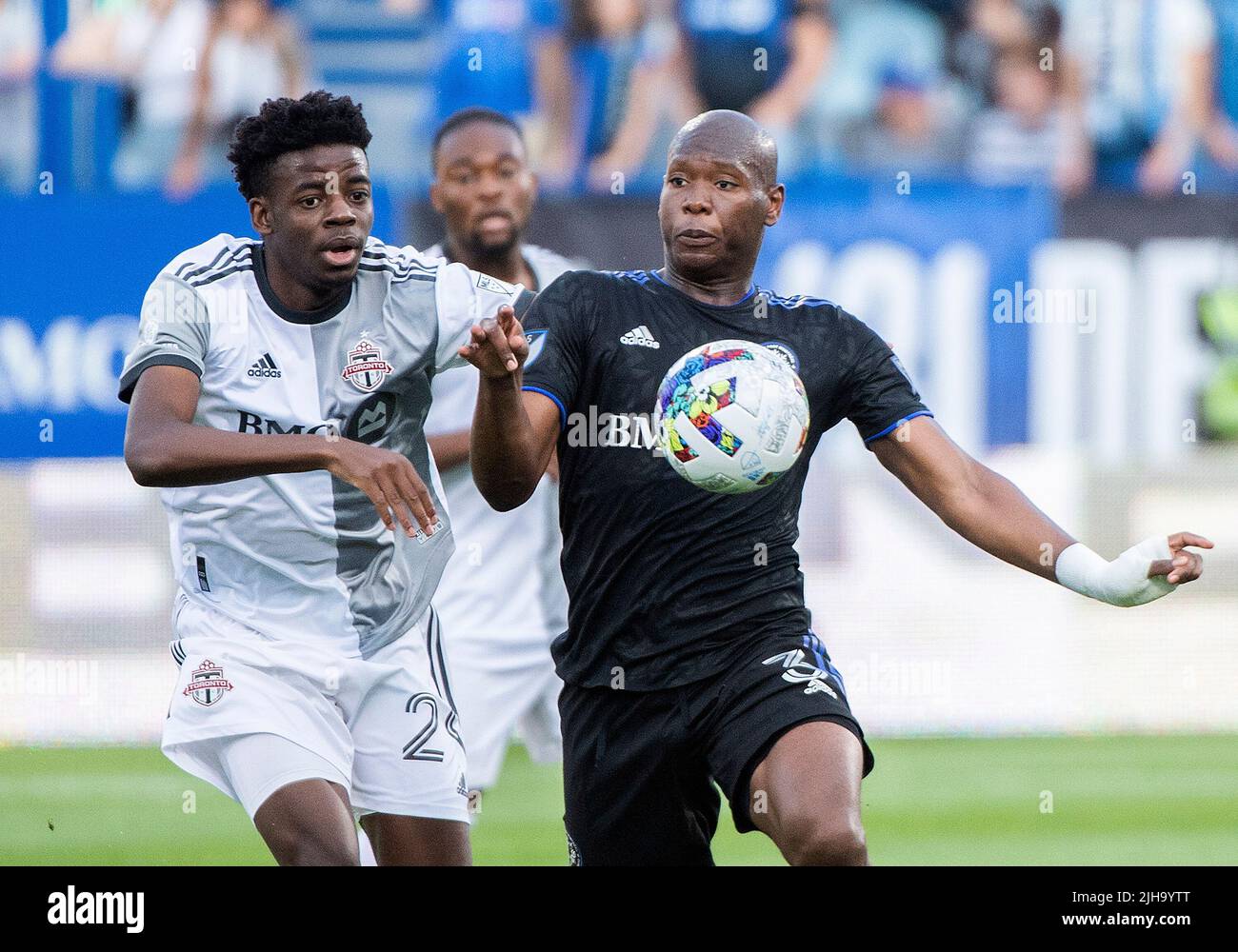 CF Montreal's Kamal Miller, right, is challenged by Toronto FC's ...
