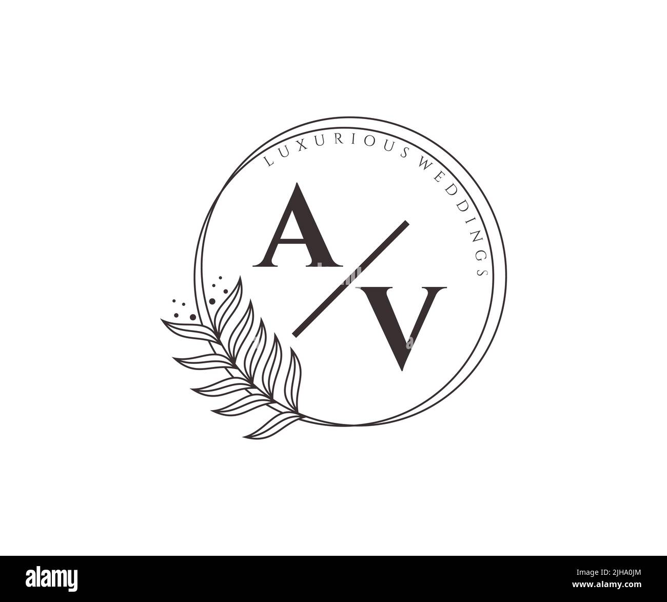 AV Initials letter Wedding monogram logos template, hand drawn modern minimalistic and floral ...