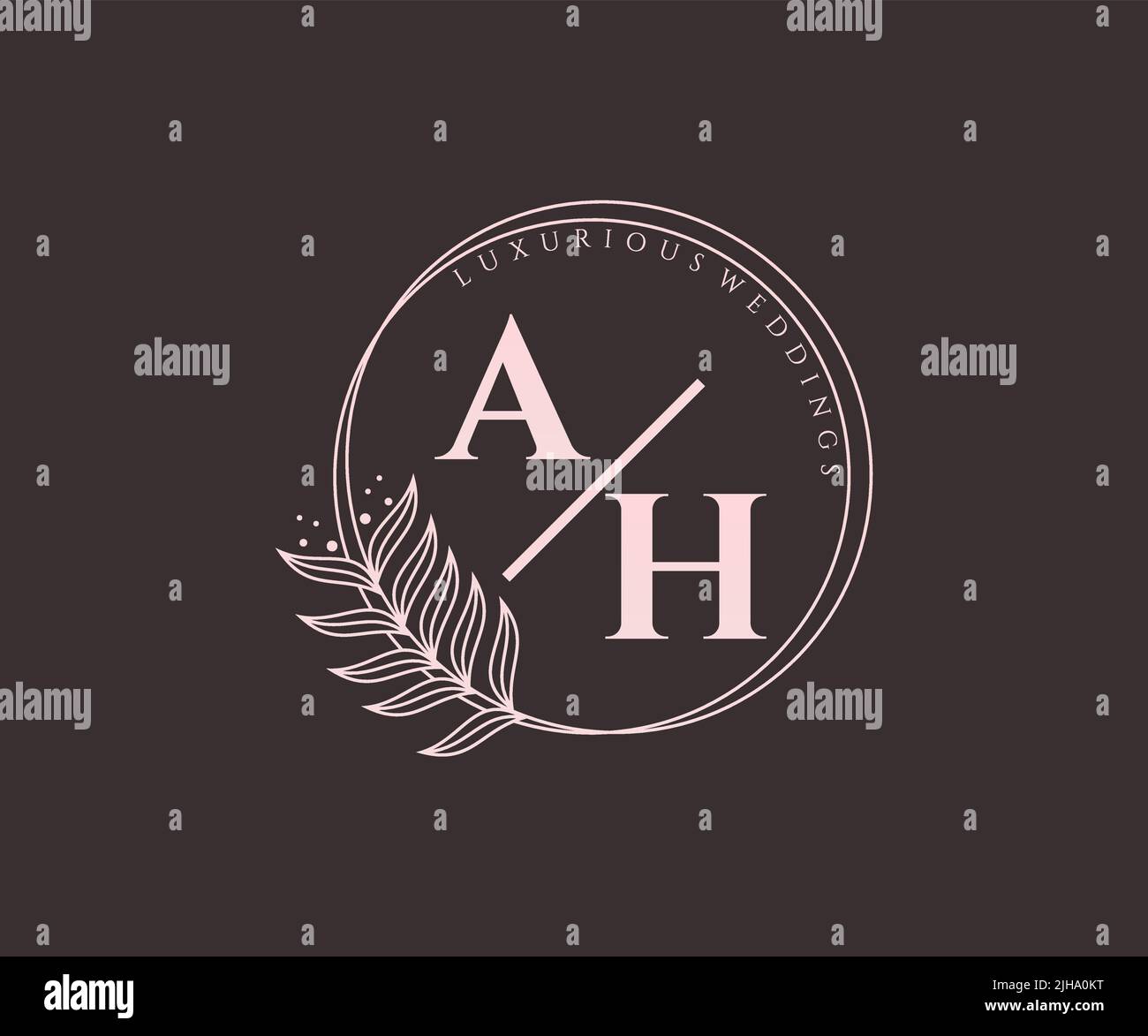AH Initials letter Wedding monogram logos template, hand drawn modern minimalistic and floral ...