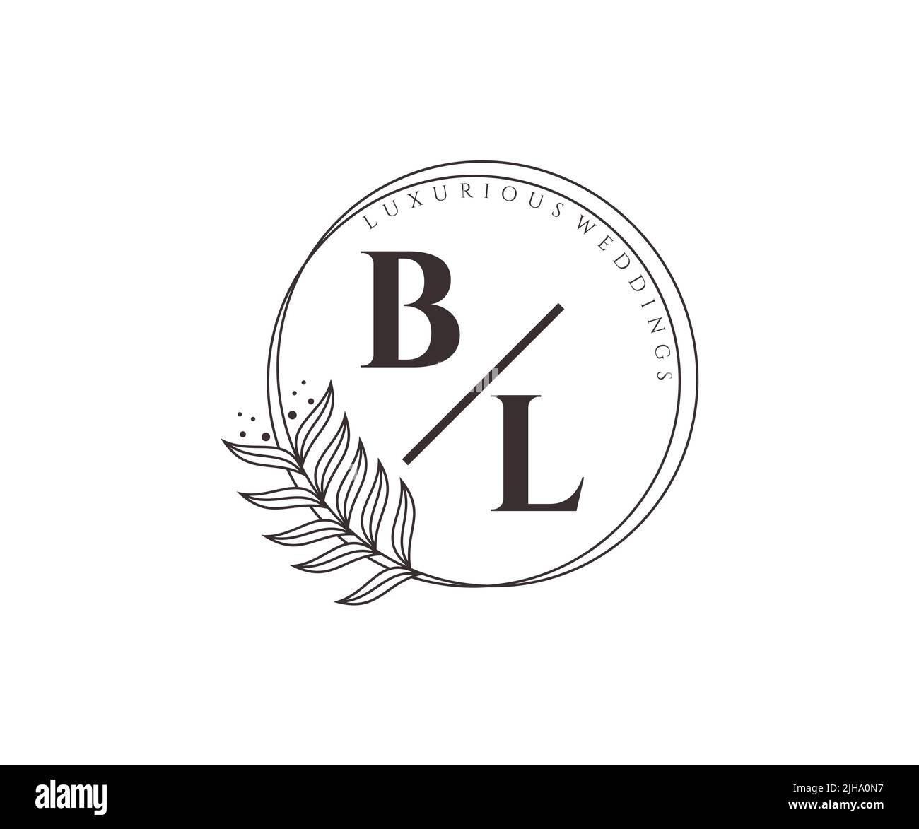 BL Initials letter Wedding monogram logos template, hand drawn modern ...