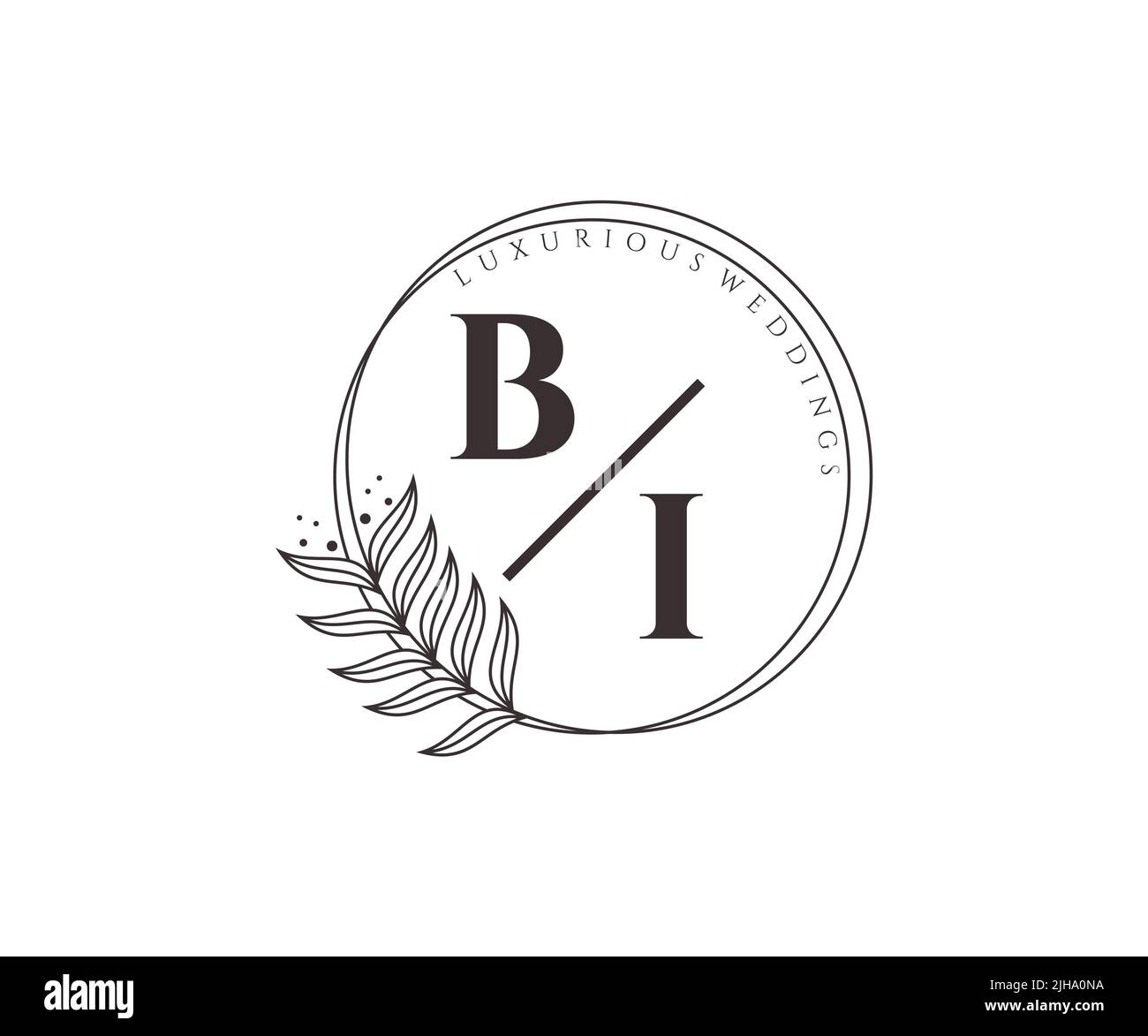 BI Initials letter Wedding monogram logos template, hand drawn modern ...