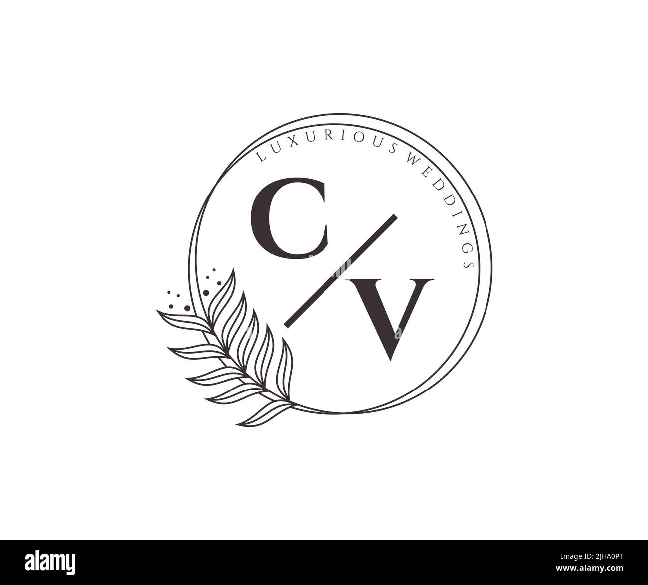 CV Initials letter Wedding monogram logos template, hand drawn modern ...