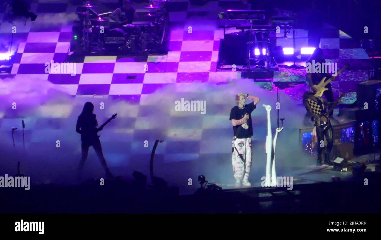 Inglewood, California, USA 13th July 2022 Machine Gun Kelly performing ...