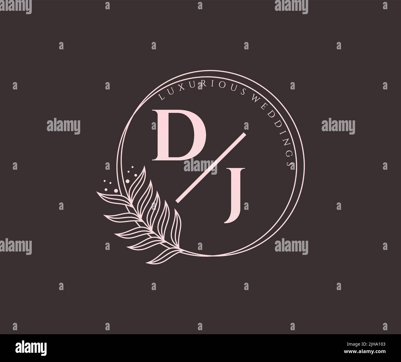 DJ Initials letter Wedding monogram logos template, hand drawn modern ...