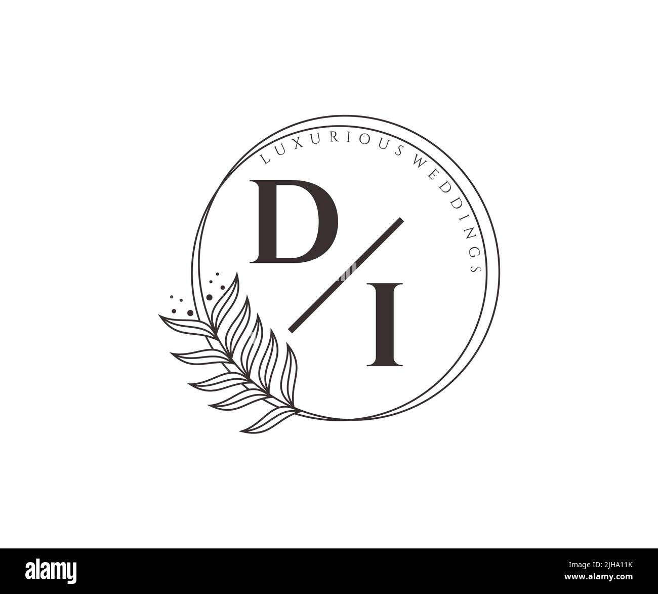 DI Initials letter Wedding monogram logos template, hand drawn modern minimalistic and floral ...