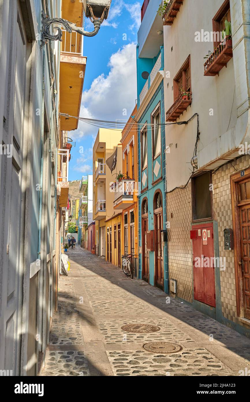 Colorful historic buildings in vibrant city of Santa Cruz de La Palma ...