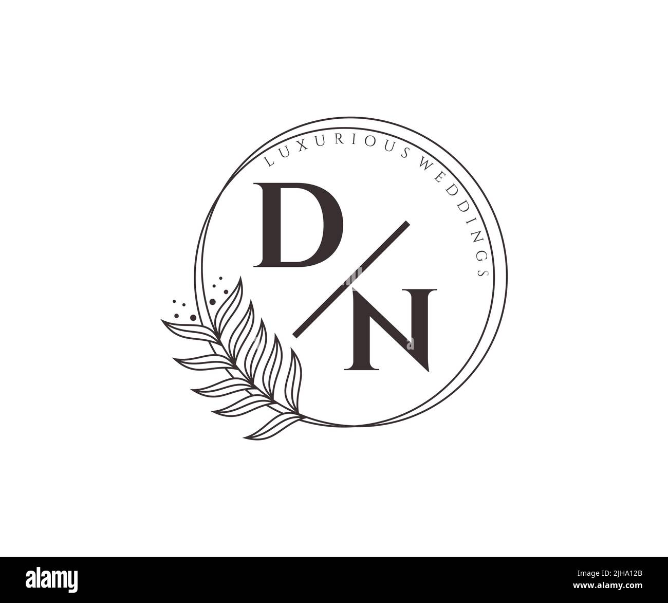 DN Initials letter Wedding monogram logos template, hand drawn modern ...