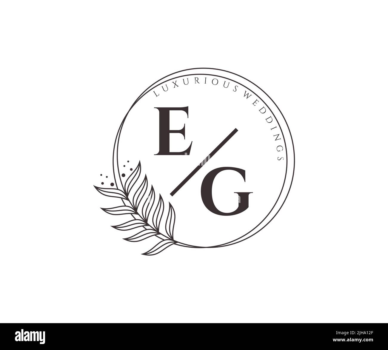 EG Initials letter Wedding monogram logos template, hand drawn modern ...