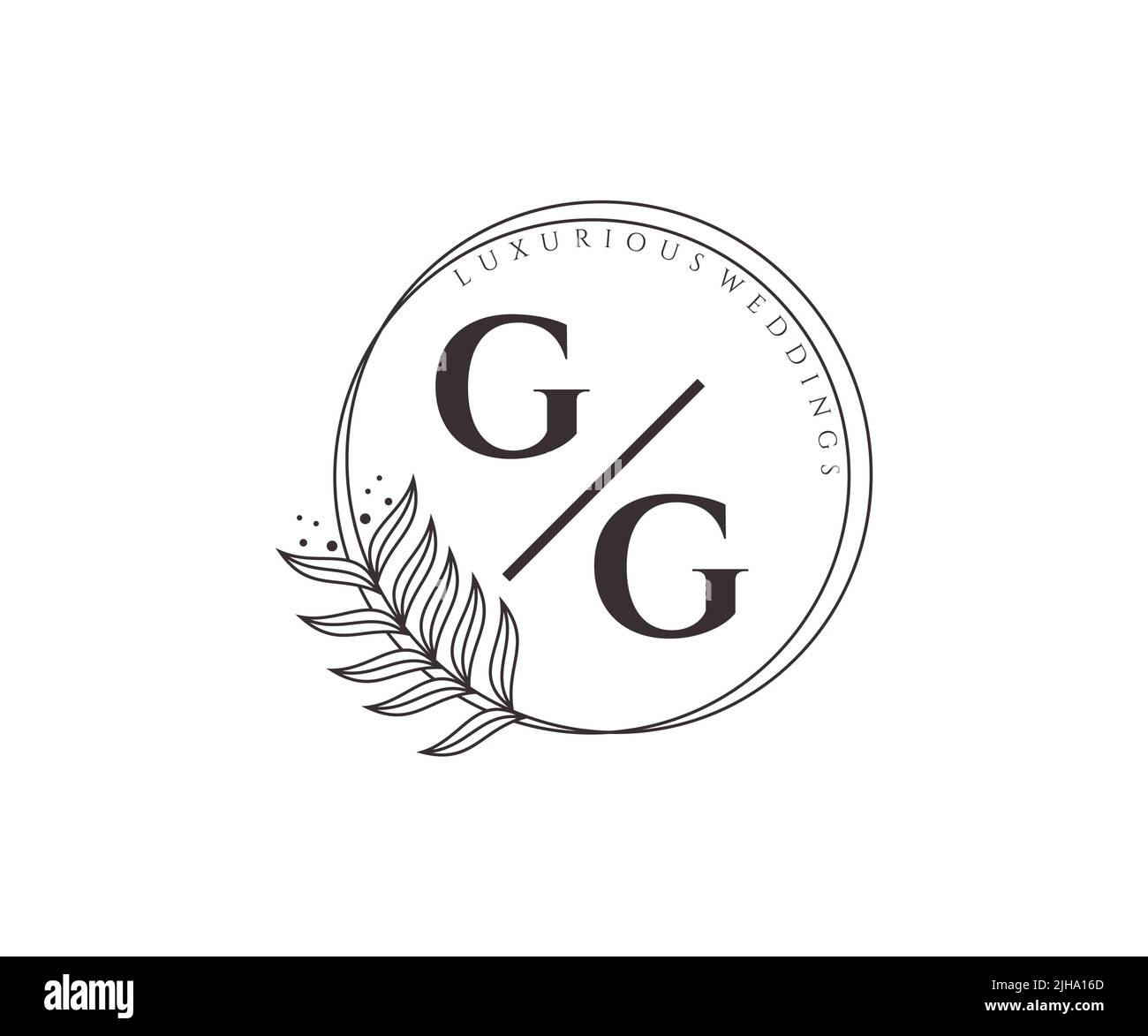 GG Initials letter Wedding monogram logos template, hand drawn modern ...