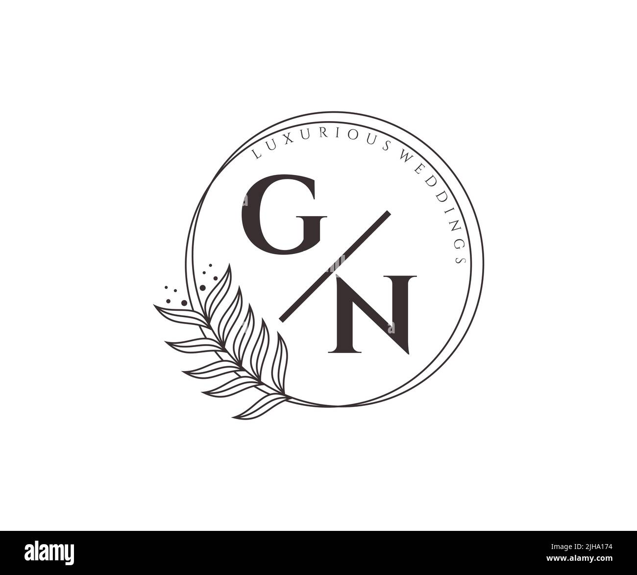 GN Initials letter Wedding monogram logos template, hand drawn modern ...