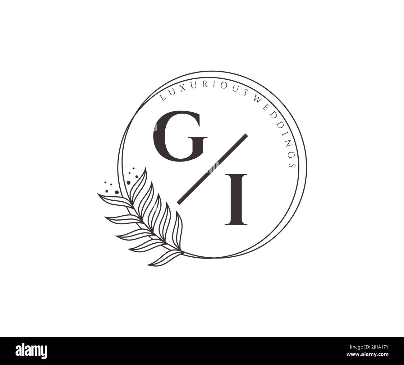 GI Initials letter Wedding monogram logos template, hand drawn modern ...