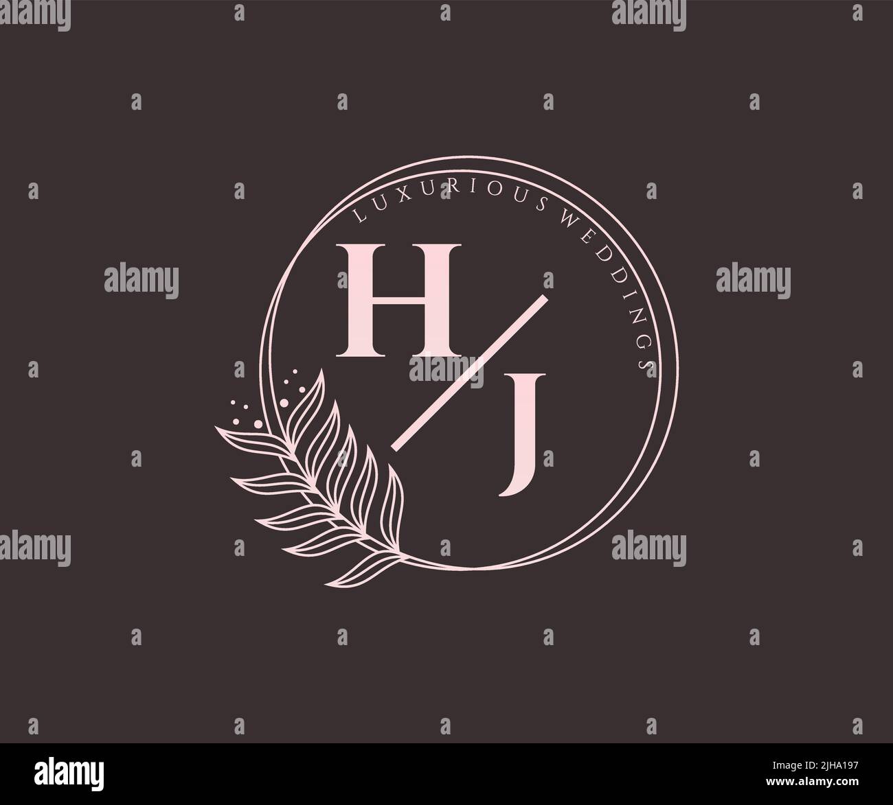HJ Initials letter Wedding monogram logos template, hand drawn modern minimalistic and floral ...