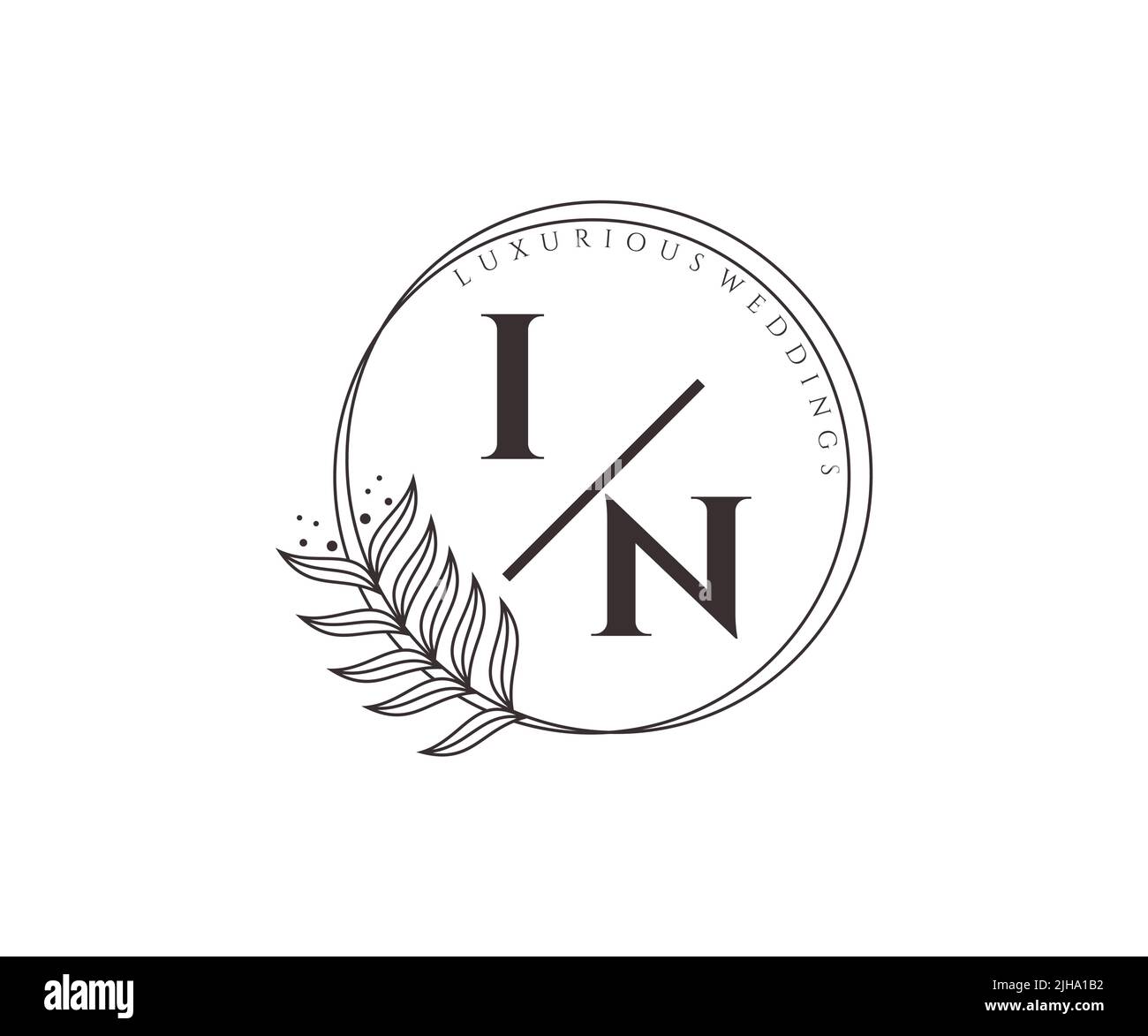 IN Initials letter Wedding monogram logos template, hand drawn modern ...