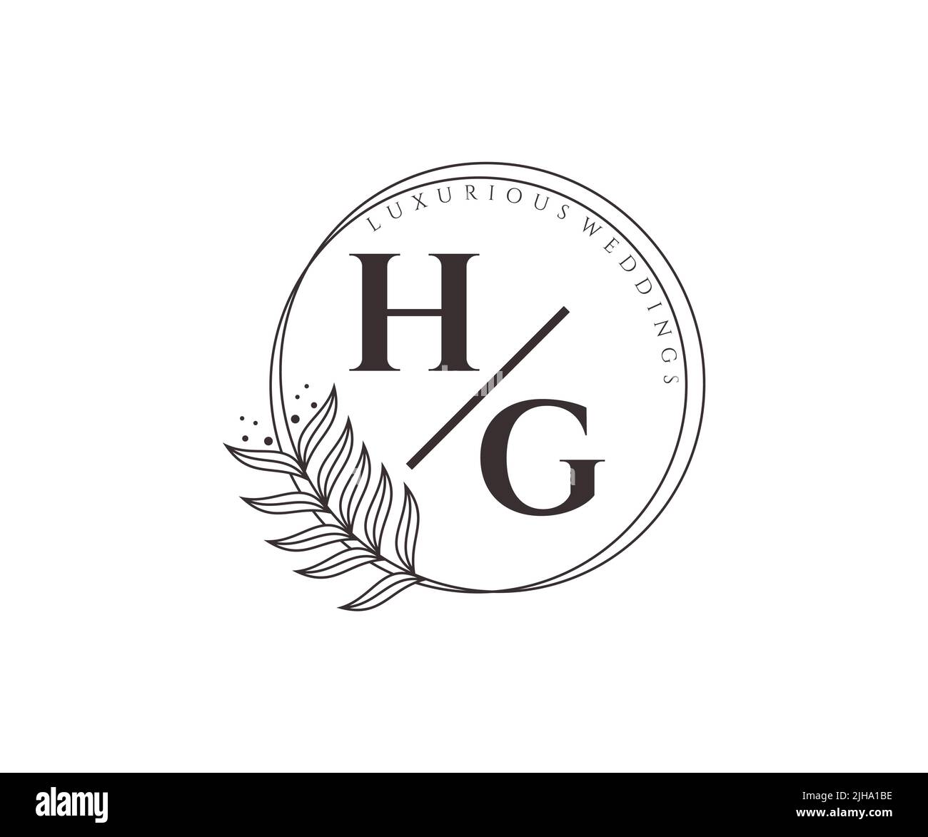 HG Initials letter Wedding monogram logos template, hand drawn modern ...