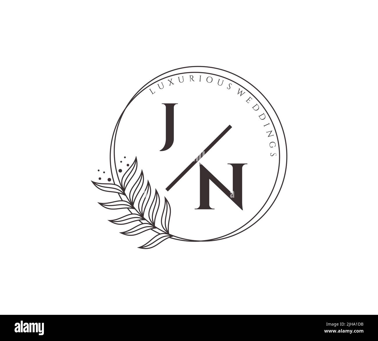 JN Initials letter Wedding monogram logos template, hand drawn modern ...