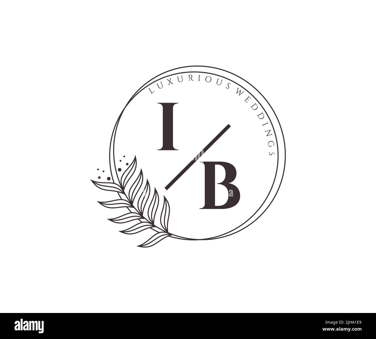 IB Initials letter Wedding monogram logos template, hand drawn modern minimalistic and floral ...