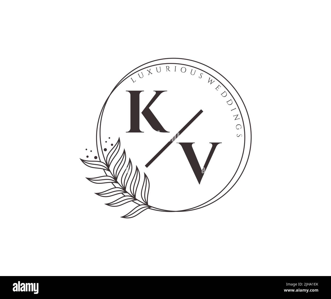 KV Initials letter Wedding monogram logos template, hand drawn modern ...