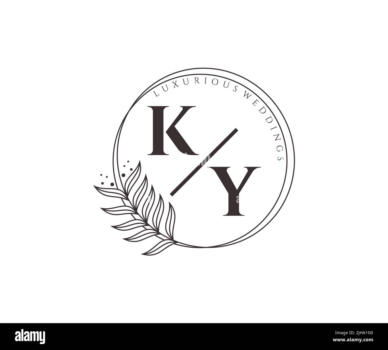 KY Initials letter Wedding monogram logos template, hand drawn modern ...