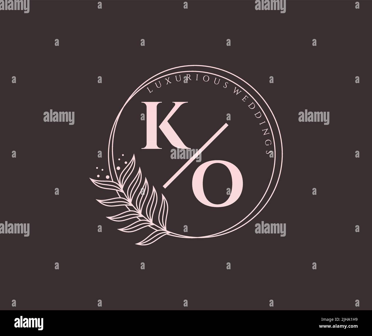 KO Initials letter Wedding monogram logos template, hand drawn modern ...