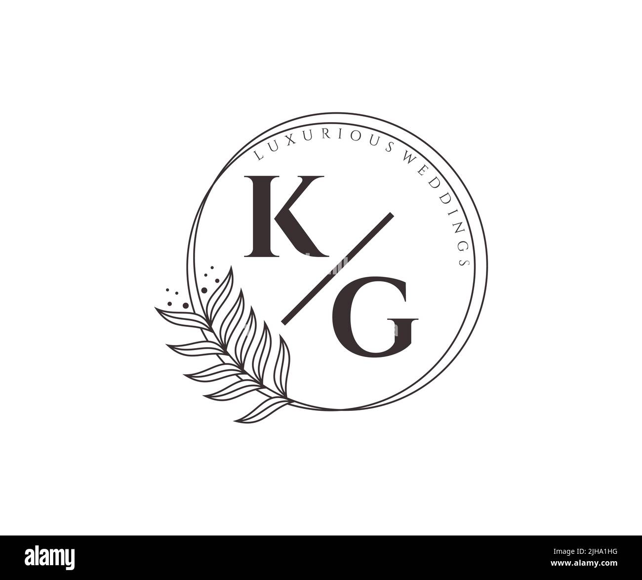 KG Initials letter Wedding monogram logos template, hand drawn modern ...