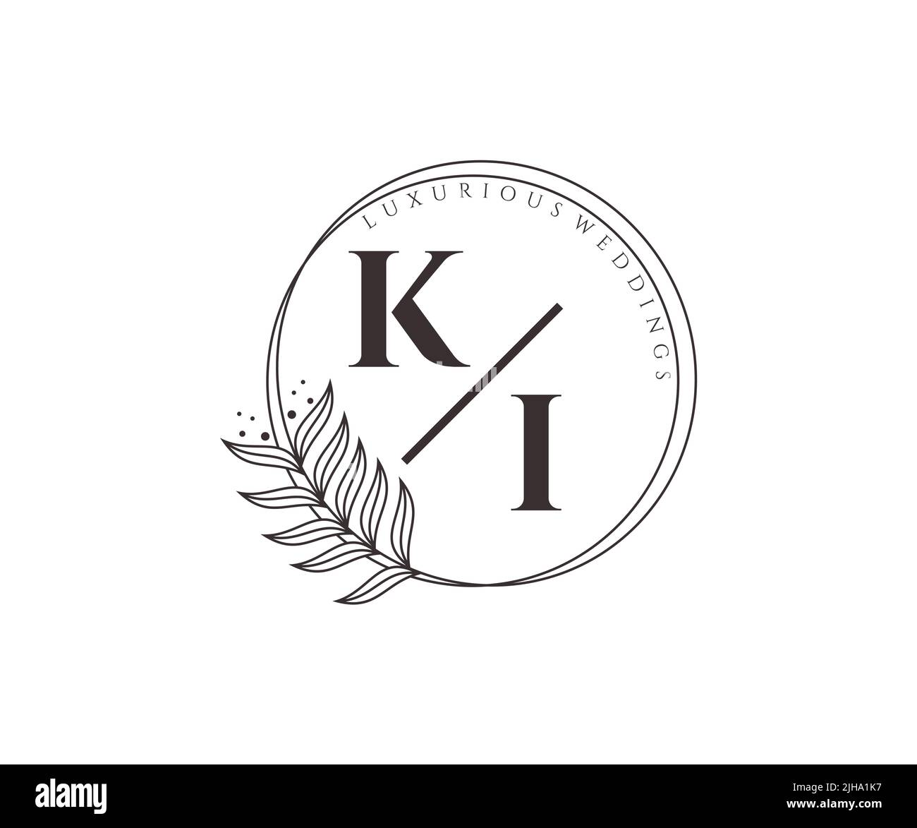 KI Initials letter Wedding monogram logos template, hand drawn modern ...