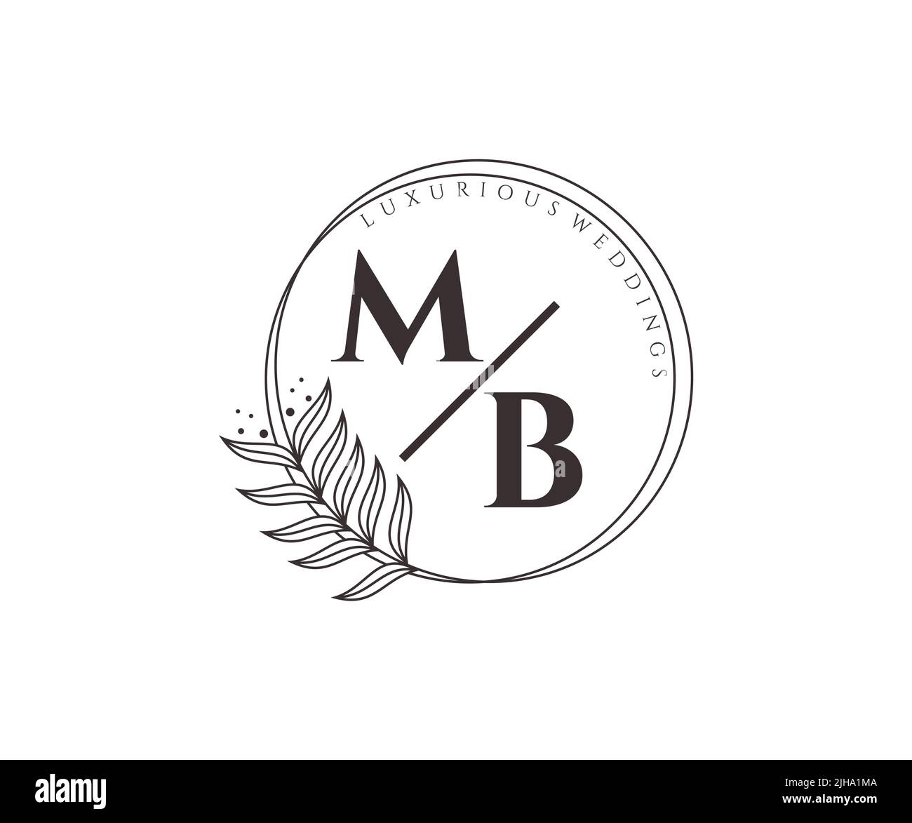 MB Initials letter Wedding monogram logos template, hand drawn modern ...