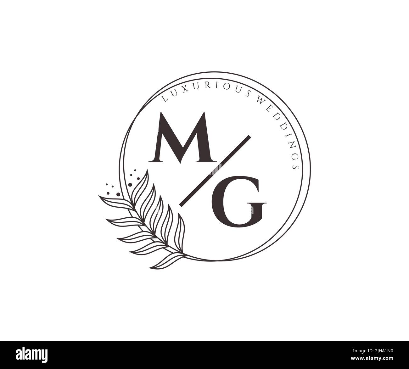 MG Initials letter Wedding monogram logos template, hand drawn modern ...