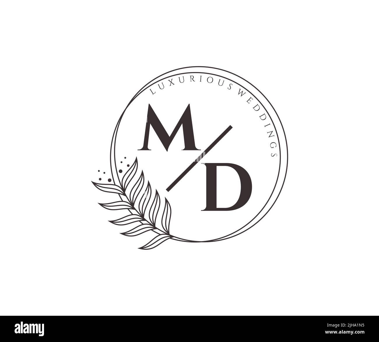 MD Initials letter Wedding monogram logos template, hand drawn modern ...