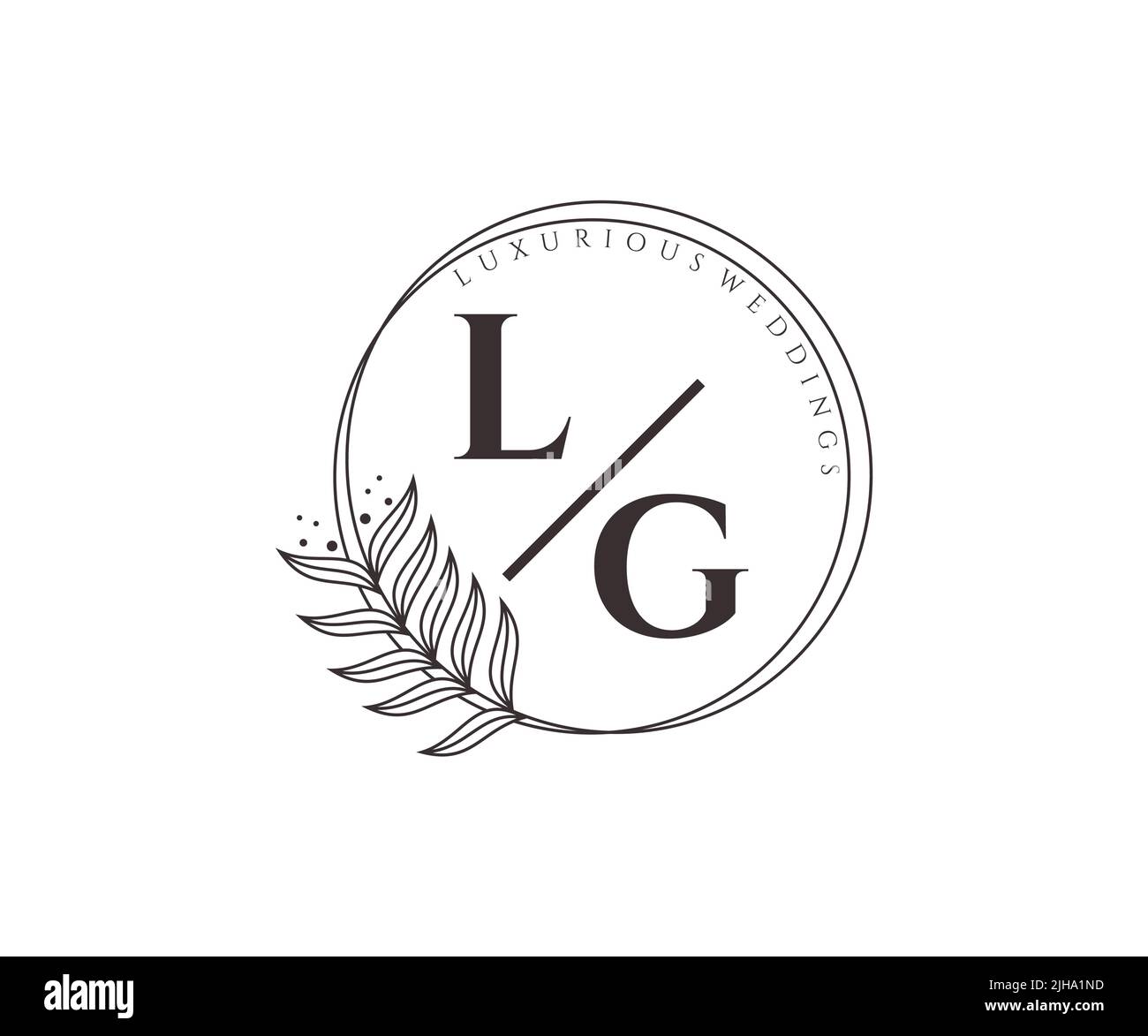 LG Initials letter Wedding monogram logos template, hand drawn modern minimalistic and floral ...