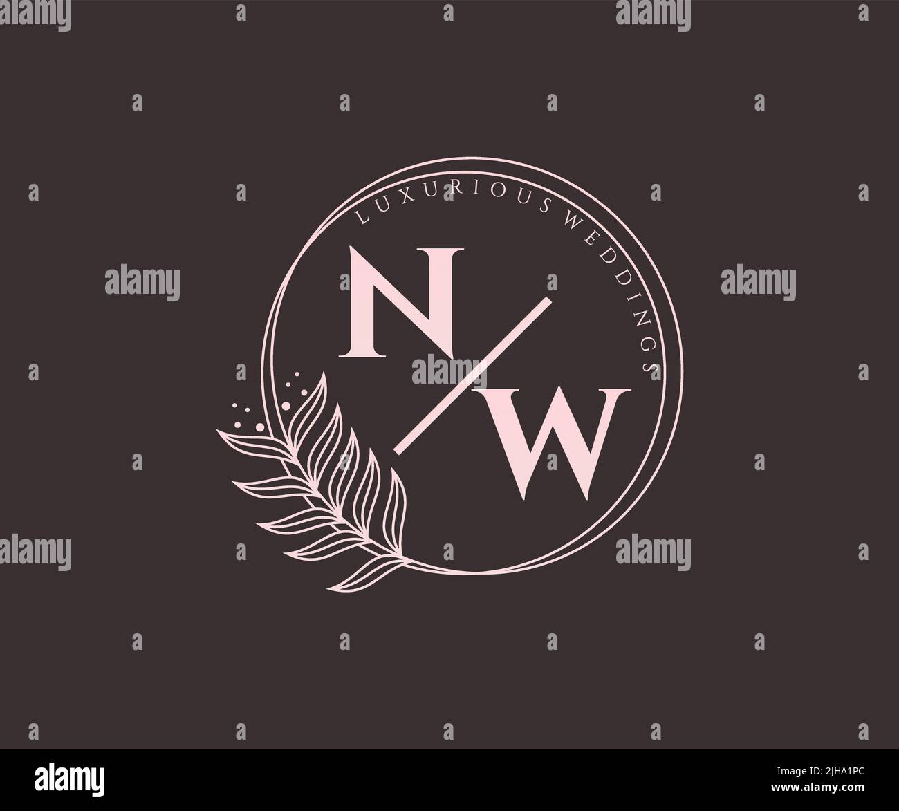 NW Initials letter Wedding monogram logos template, hand drawn modern ...