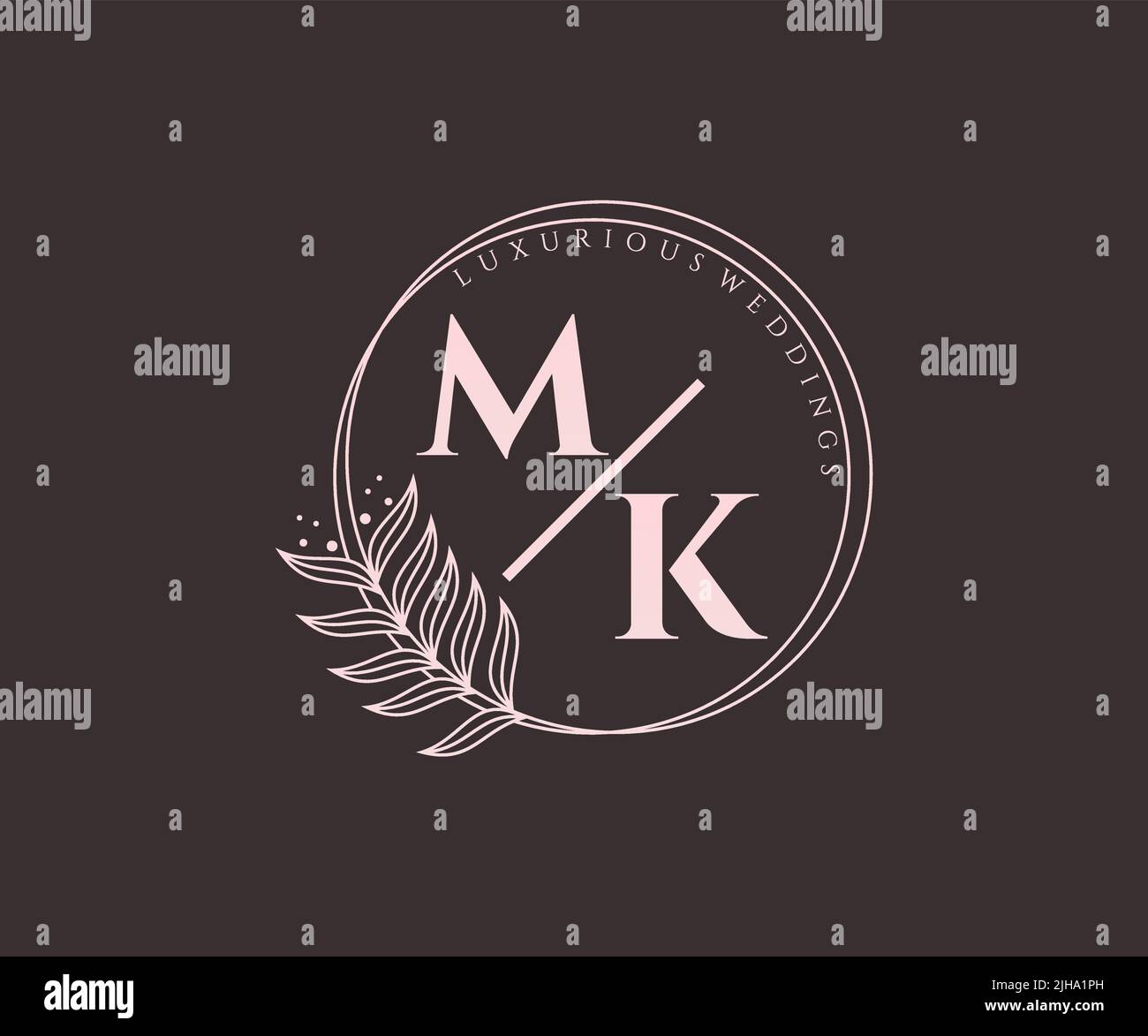 MK Initials letter Wedding monogram logos template, hand drawn modern ...