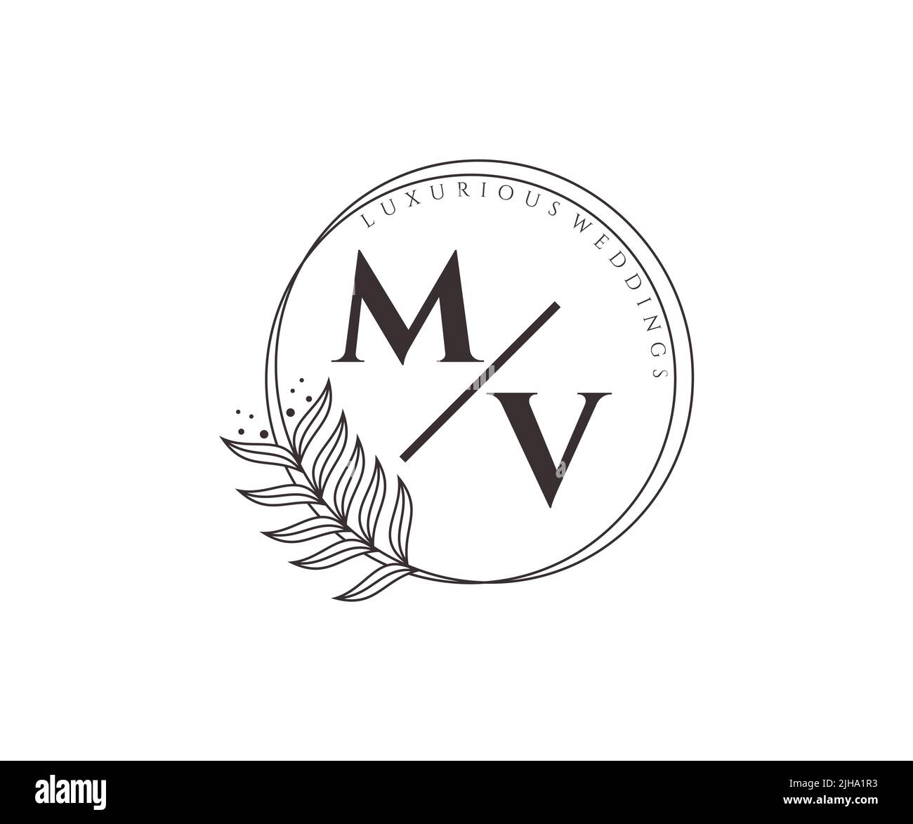 MV Initials letter Wedding monogram logos template, hand drawn modern ...