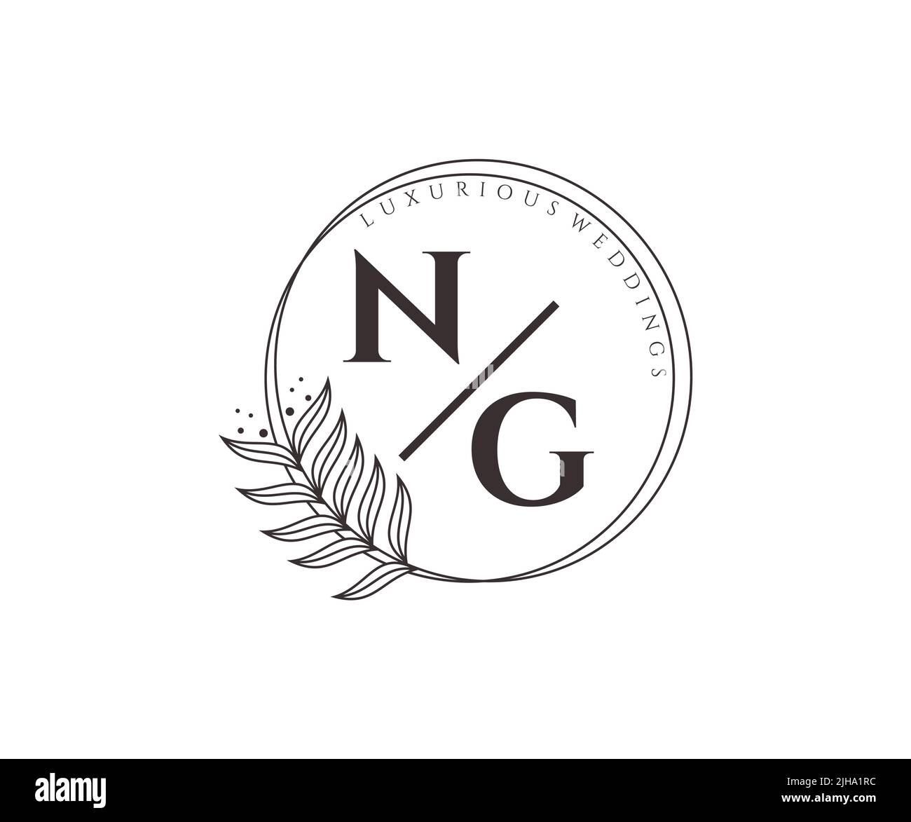NG Initials letter Wedding monogram logos template, hand drawn modern ...