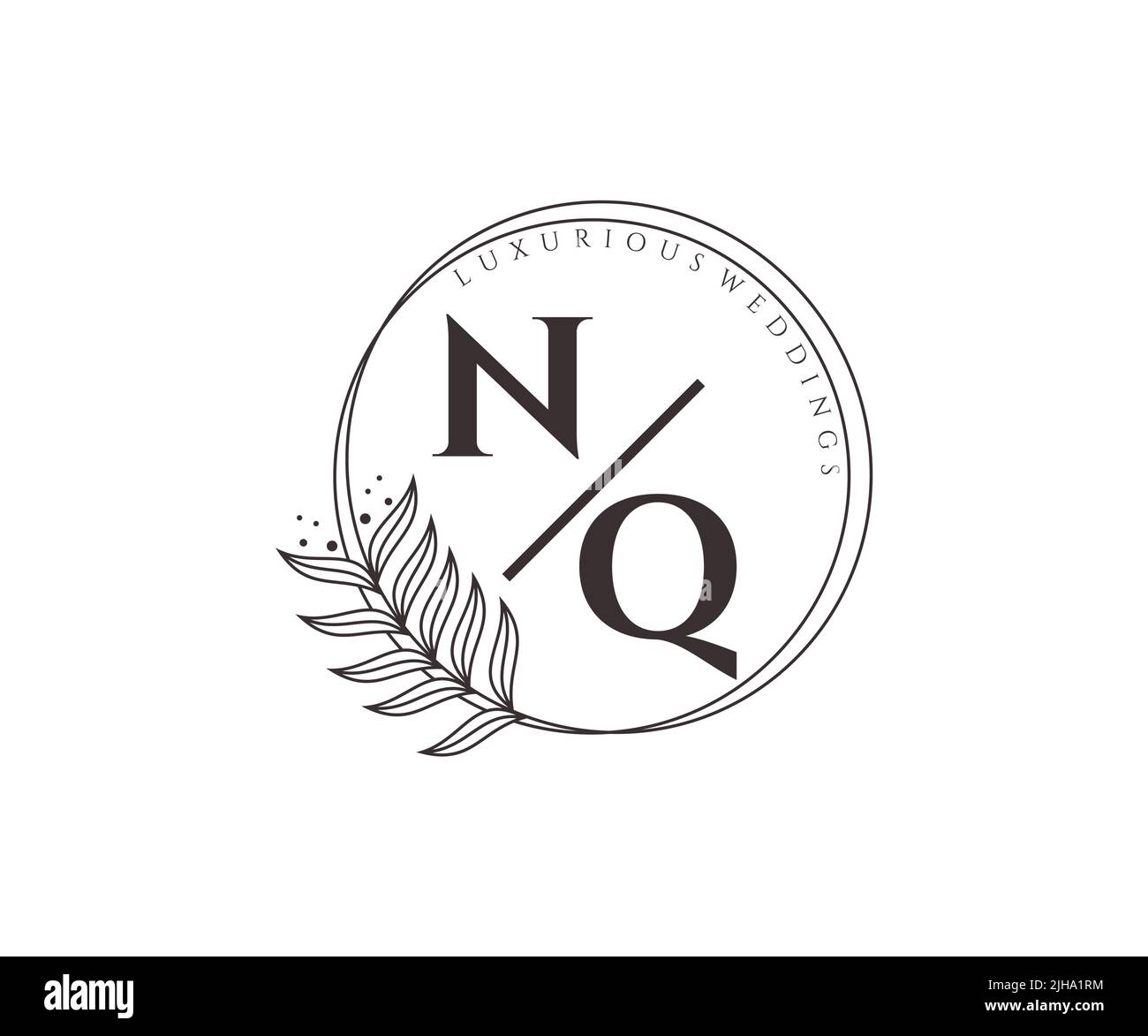 NQ Initials letter Wedding monogram logos template, hand drawn modern ...
