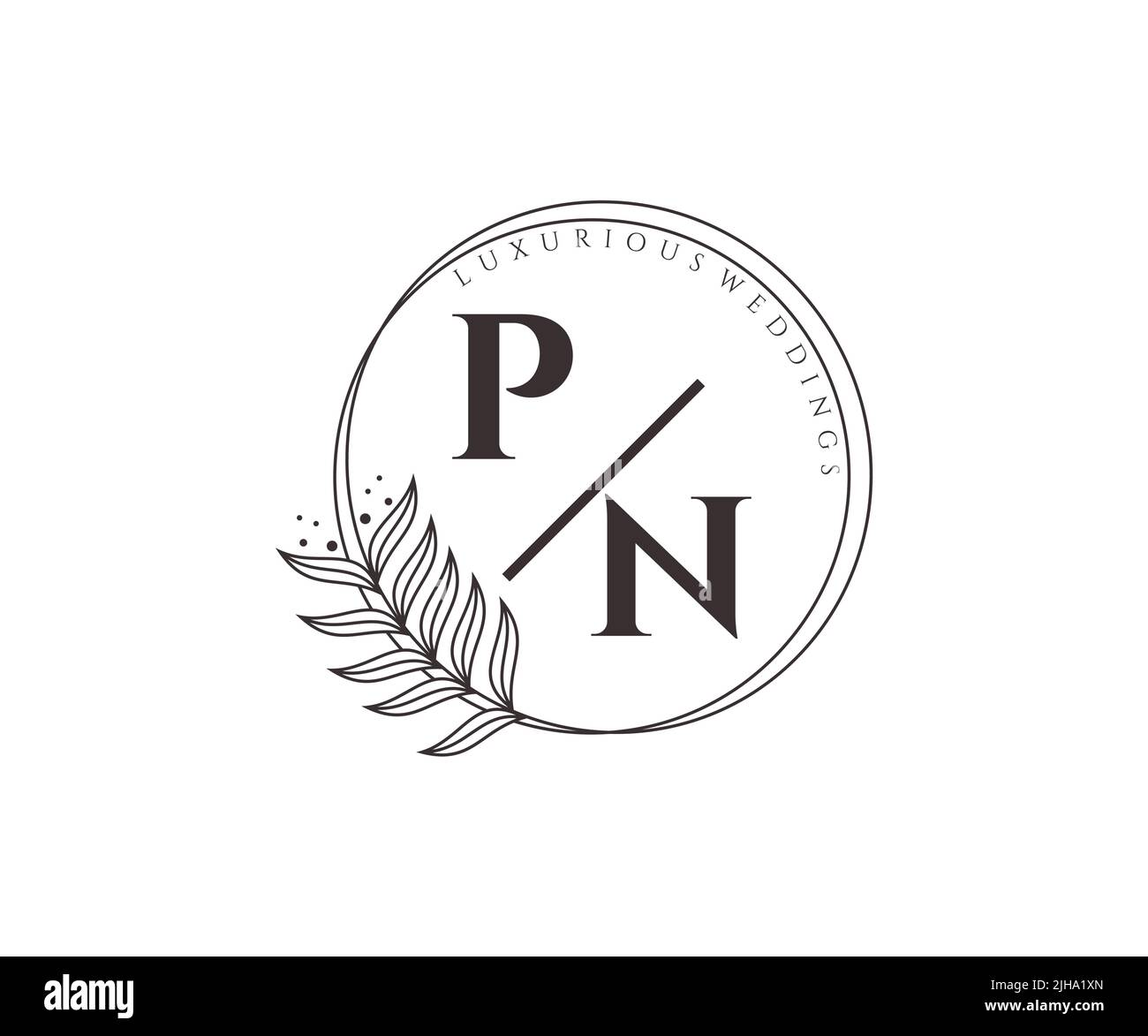 PN Initials letter Wedding monogram logos template, hand drawn modern ...