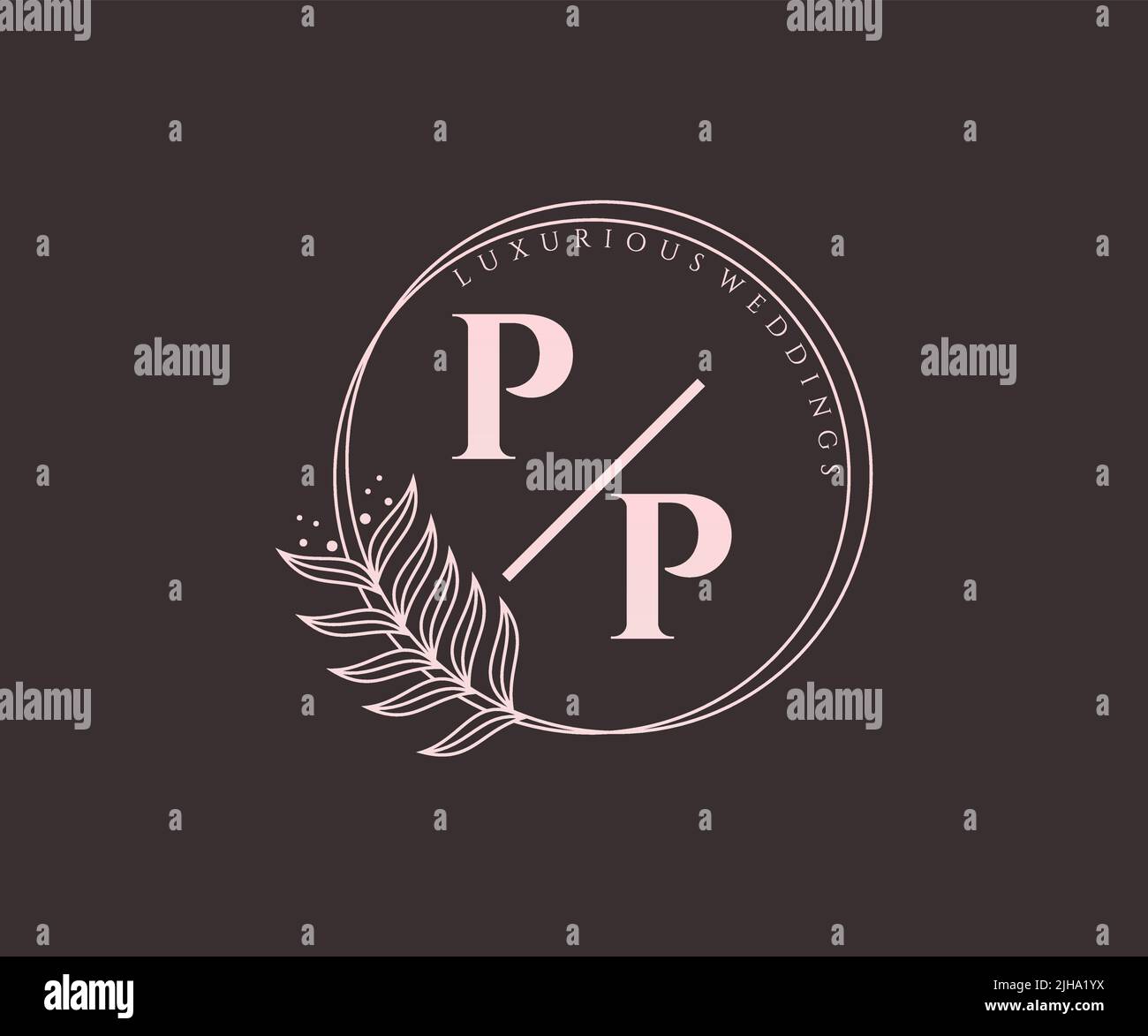 PP Initials letter Wedding monogram logos template, hand drawn modern ...