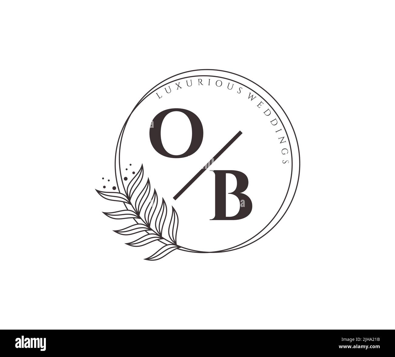 OB Initials letter Wedding monogram logos template, hand drawn modern ...