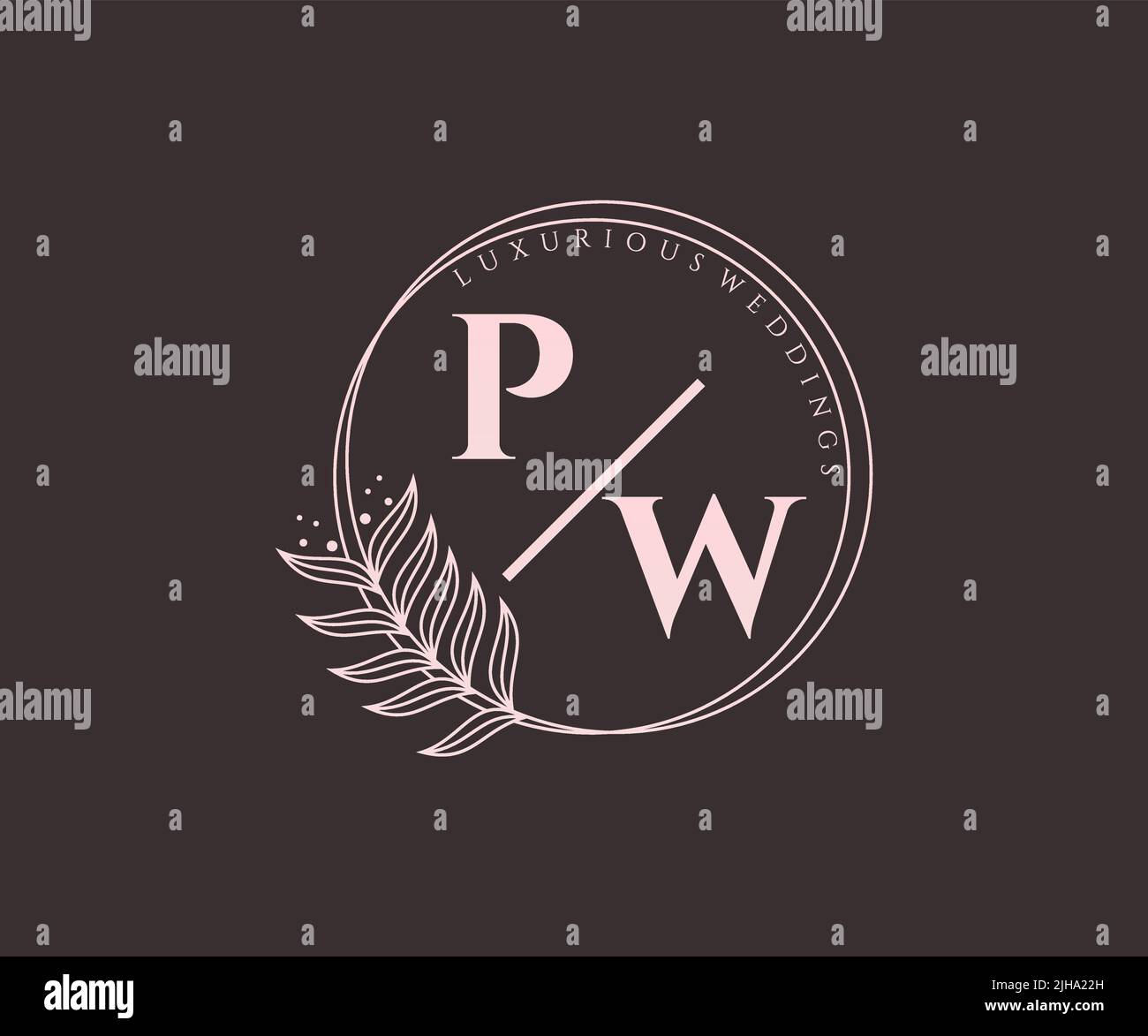 PW Initials letter Wedding monogram logos template, hand drawn modern ...
