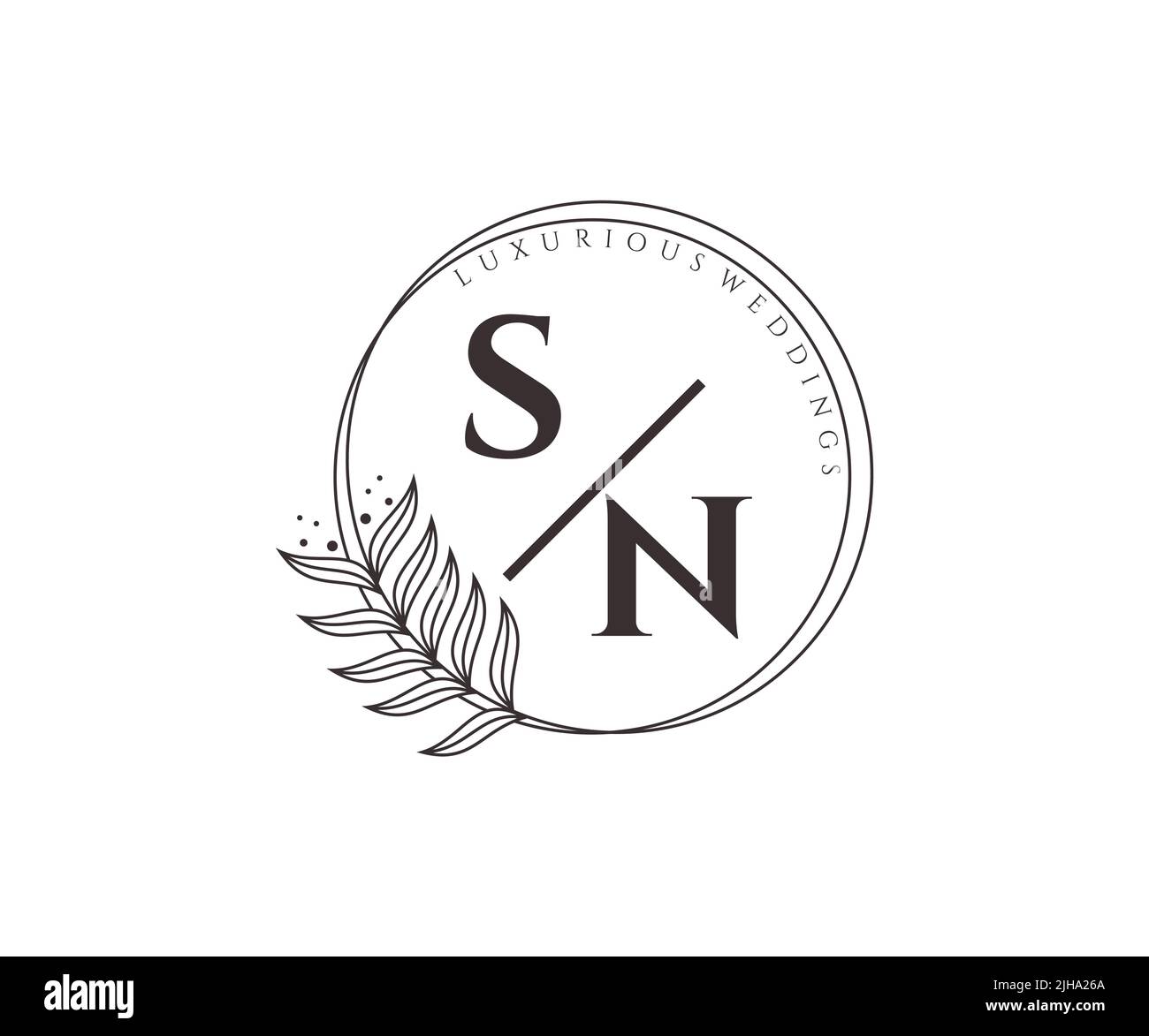 SN Initials letter Wedding monogram logos template, hand drawn modern ...