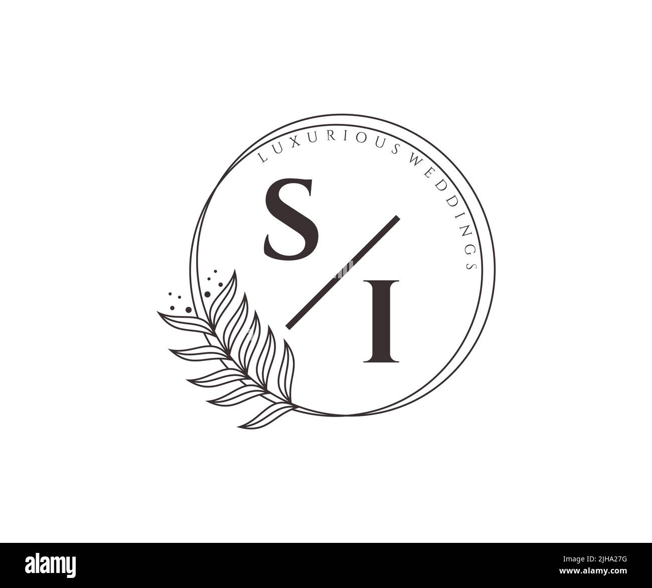 SI Initials letter Wedding monogram logos template, hand drawn modern ...