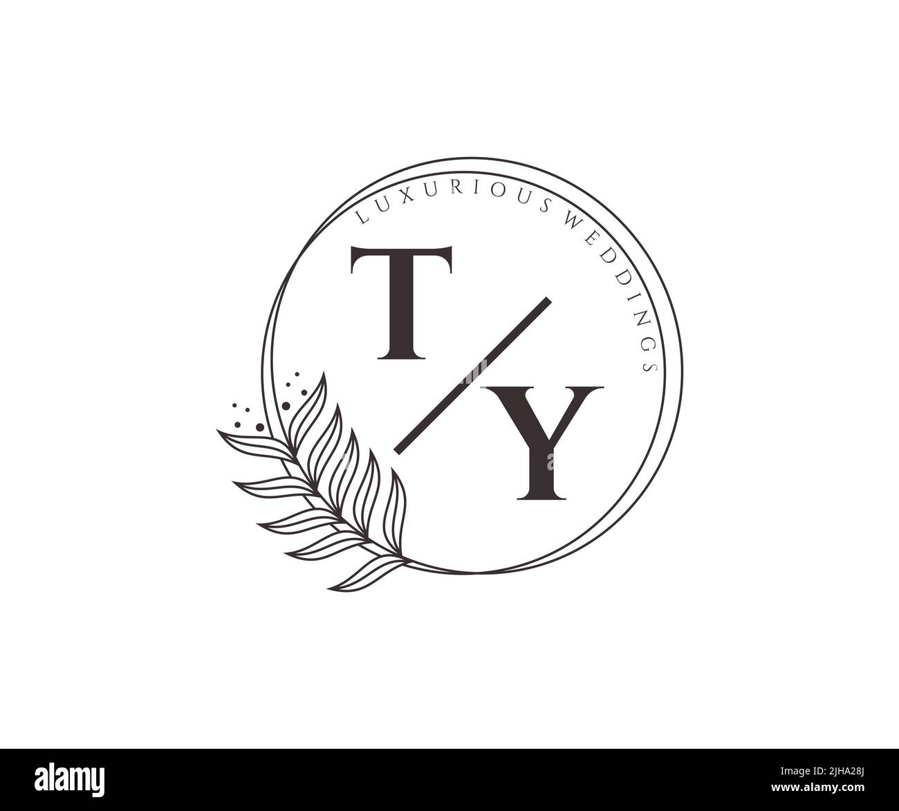 TY Initials letter Wedding monogram logos template, hand drawn modern ...